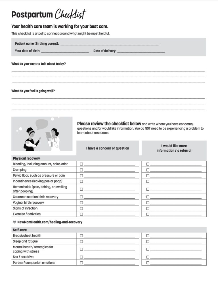 Postpartum Visit Checklist - 4th Trimester Project
