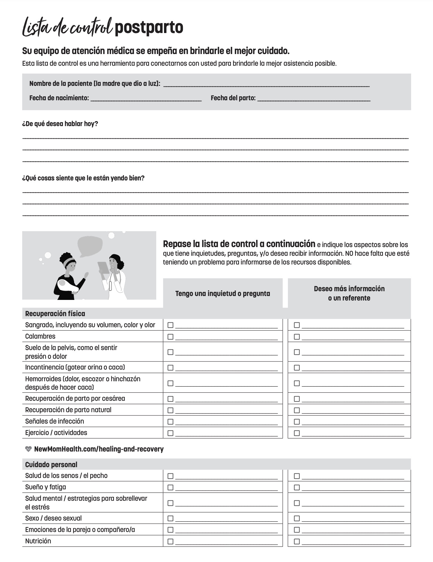 Postpartum Visit Checklist - 4th Trimester Project