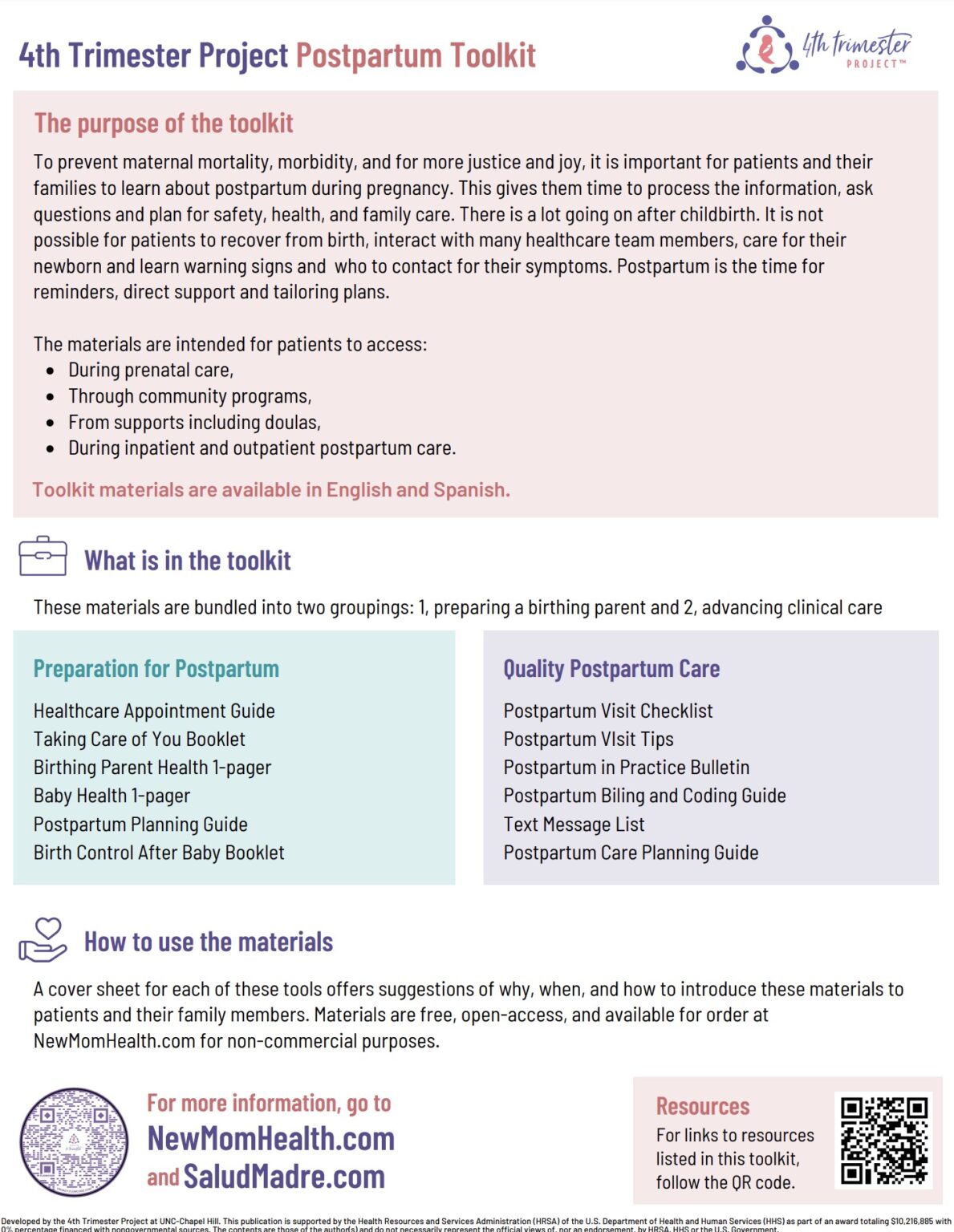 Postpartum Support Plan for New Parents - 4th Trimester Project